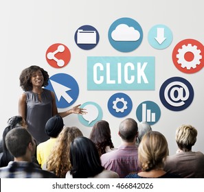 Click Network Button Communication Concept Stock Photo 466842026 ...