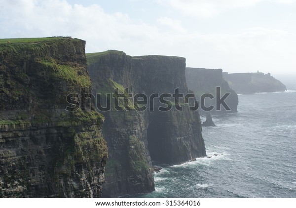 Cliffs Moher Overlooking Atlantic Ocean County Stock Photo 315364016 ...