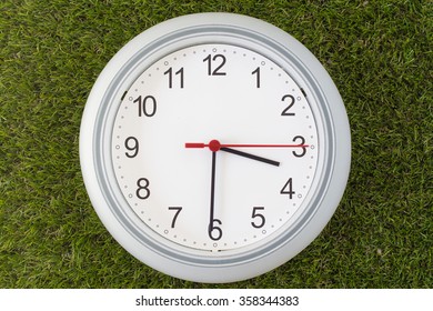 Clock Saving Time White Background Green Stock Photo 358344383 ...