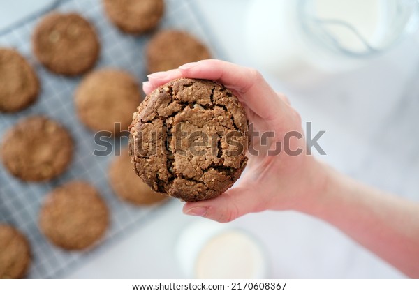 Close Biscuit Hand Top View Stock Photo 2170608367 | Shutterstock