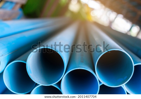 Close Blue Plastic Pipe Background Pvc Stock Photo 2011407704 ...
