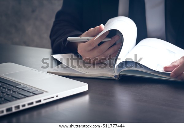 Close Businessman Checking Documents On Office Stock Photo (Edit Now ...