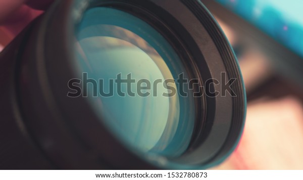 Close Camera Lens Light Reflection Stock Photo (Edit Now) 1532780873