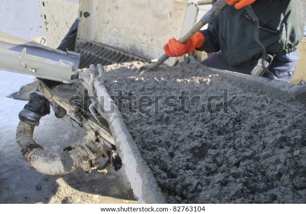 Close Cement Shoot Construction Worker Pouring Stock Photo (Edit Now ...