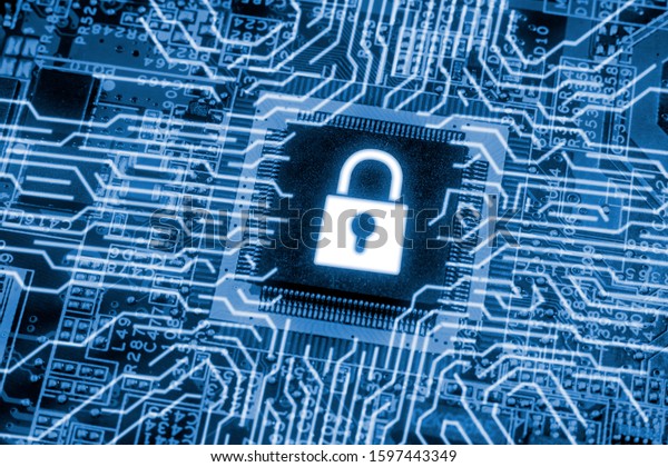 Close Computer Nano Chip Lock Icon Stock Photo 1597443349 | Shutterstock