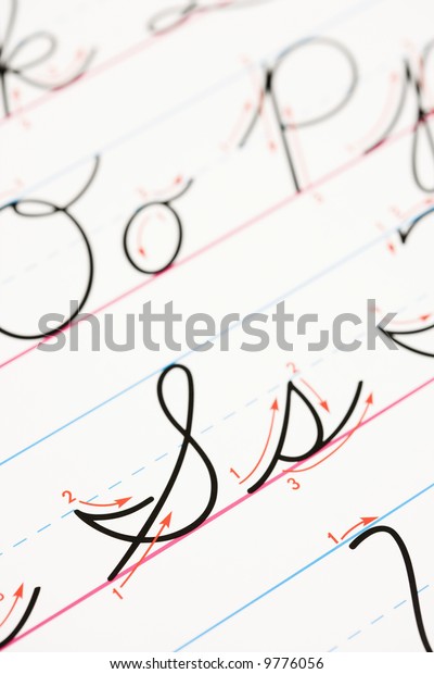 Close Cursive Handwriting Practice Page Stock Photo 9776056 | Shutterstock