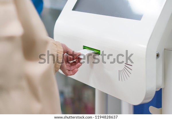 Close Customer Hand Pull Ticket Number Stock Photo 1194828637 ...