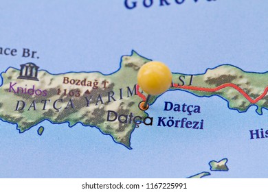 Close Datca Turkey Map Red Push Stock Photo 1167225991 | Shutterstock