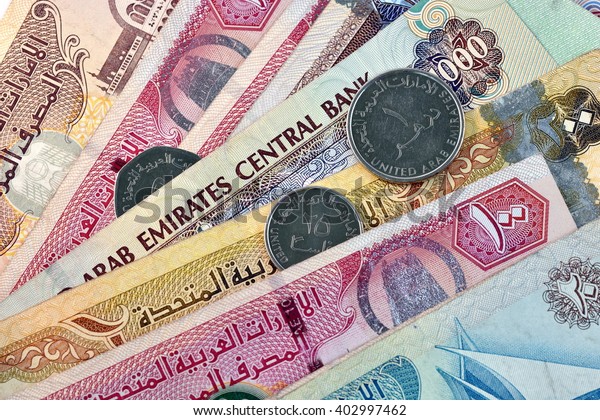 Close Different Dirhams Currency Note Coins Stock Photo 402997462 ...