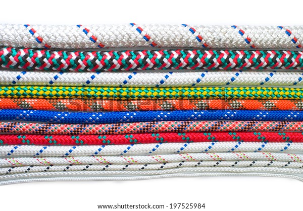 Close Different Types Ropes Cords Isolated Stock Photo 197525984 ...