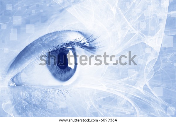 Close Eye Blue Background Stock Photo (Edit Now) 6099364
