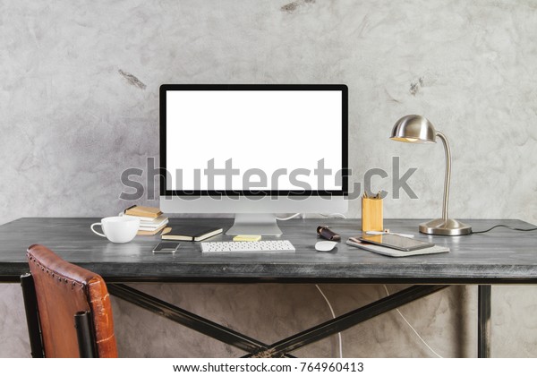 Close Front View Hipster Table Empty Stock Photo (Edit Now) 764960413
