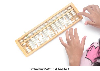 Close Hand Calculating Using Abacus Over Stock Photo 1682285245 ...