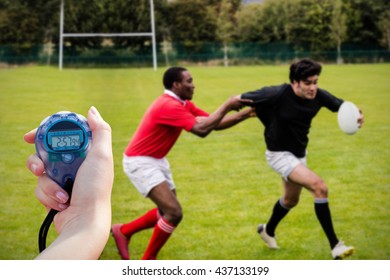 Close Hand Holding Timer During Rugby Stock Photo 437133199 | Shutterstock