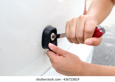 Close Hand Thief Using Knife Try Stock Photo 436723819 | Shutterstock