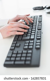 Close Hands Using Computer Keyboard Bright Stock Photo 162857831 ...