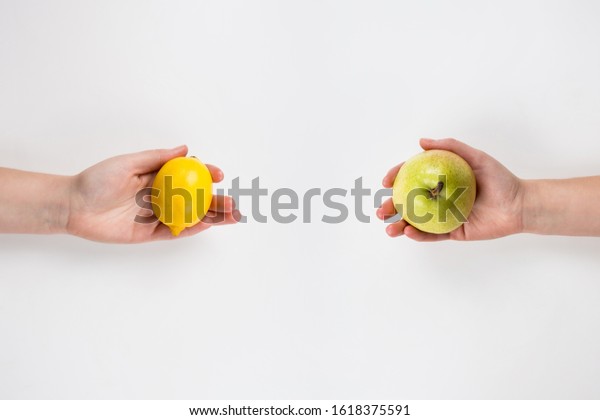 Close Human Hands Exchanging Different Products Stock Photo 1618375591 ...