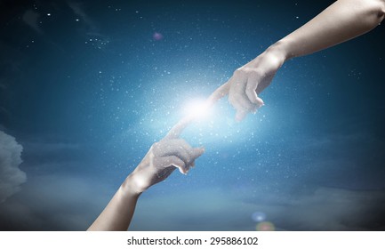 Michelangelo Gods Touch Close Human Hands Stock Photo (Edit Now) 152945297