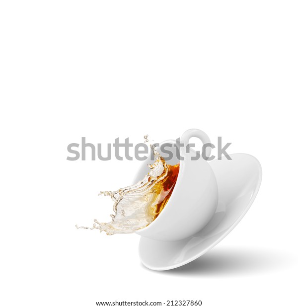 Close Image Falling Cup Tea Stock Photo (Edit Now) 212327860