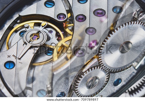 Close Inside Mechanical Watch Stock Photo (Edit Now) 709789897