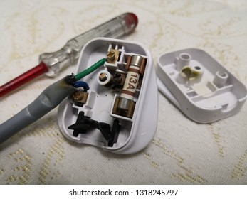 Close Inside Three Pin Plug Cable Stock Photo 1318245797 | Shutterstock