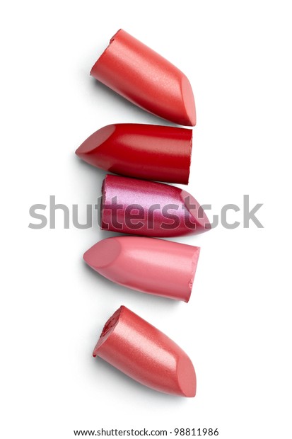 Close Lipstick Stack On White Background Stock Photo 98811986 ...