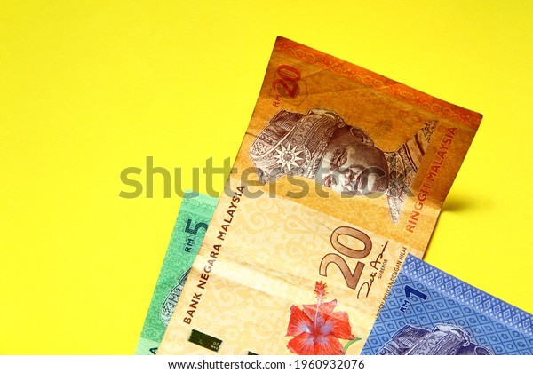 Close Malaysia Ringgit Banknote On Yellow Stock Photo 1960932076 ...
