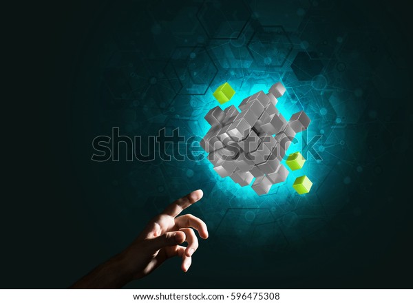 Close Man Hand Pointing Cube Figure Stock Photo 596475308 | Shutterstock