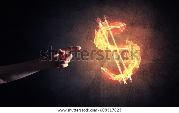 Close Man Hands Pointing Fire Glowing Stock Photo 608317823 | Shutterstock