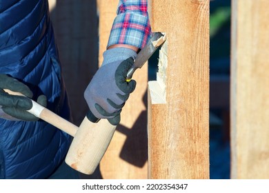 Close Man Using Chisel Hammer Selective Stock Photo 2202354347 ...