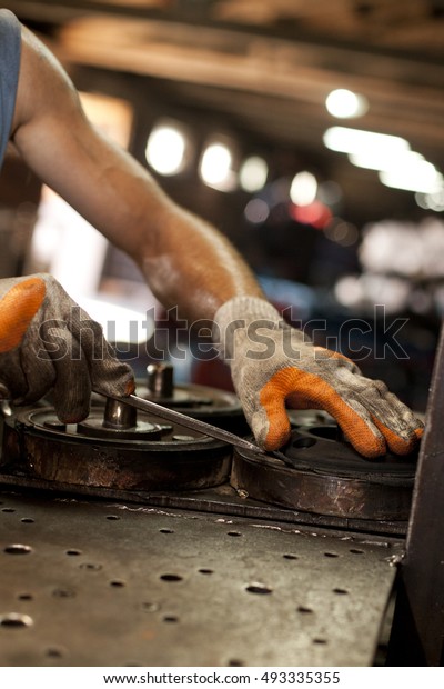 Close Mans Hands Working On Raw Stock Photo 493335355 | Shutterstock