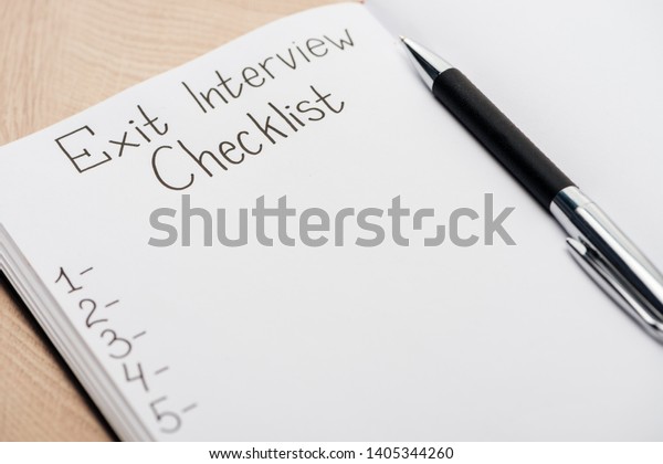 Close Notebook Exit Interview Checklist Lettering Stock Photo ...