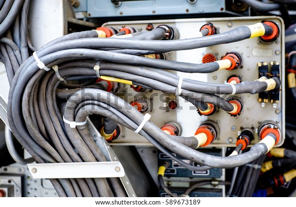 Close Old Cable Loom Stock Photo (Edit Now) 589673189