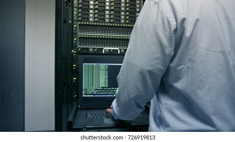 Close Part Administrator Working Data Center Stock Photo 726919813 ...