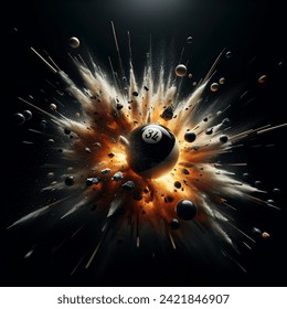 Exploding Billiard Ball Black Background AI-generated image 2421845663 ...