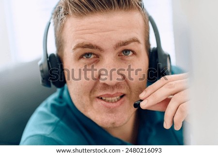 Close Up Portrait of a Customer Support Representative Image ...
