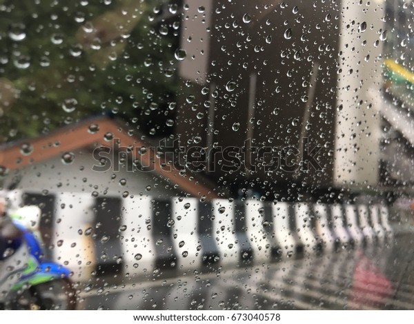 Close up rain on the window background is road in bangkok - Stock Image ...