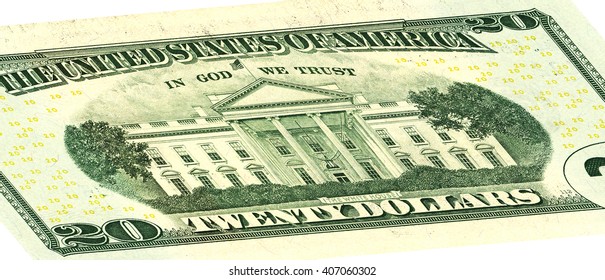 Close Reverse Side Banknote Twenty Dollars Stock Photo 407060302 ...