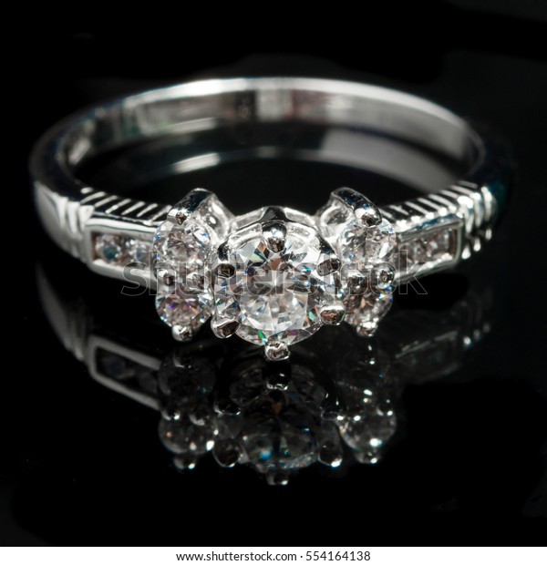 Close Silver Diamond Ring Reflection Stock Photo 554164138 | Shutterstock