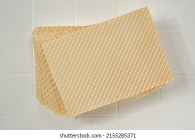 Close Stack Wafer Waffle Sheets On Stock Photo 2155285371 | Shutterstock
