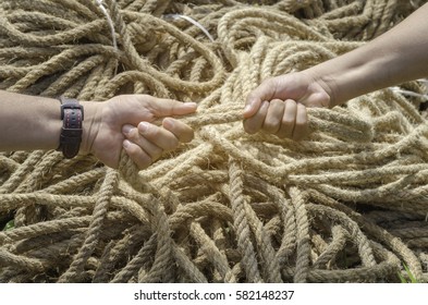 Close Two Hands Pull Rope Teamwork Stock Photo 582148237 | Shutterstock