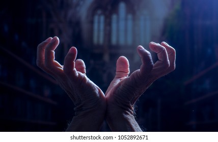 Close Two Opened Hands On Dark Stock Photo 1052892671 | Shutterstock