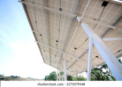 Close Underside Solar Panel Installation Blue Stock Photo 1573379548 ...