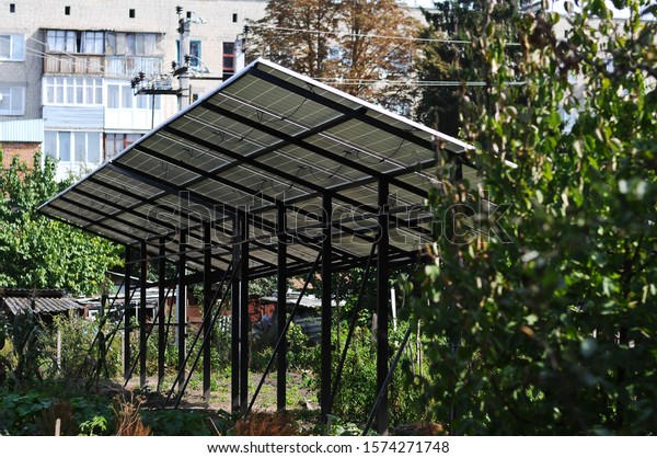 Close Underside Solar Panel Installation Blue Stock Photo 1574271748 ...