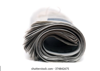 Close View Rolled Newspaper String Isolated Stock Photo 374842675 ...