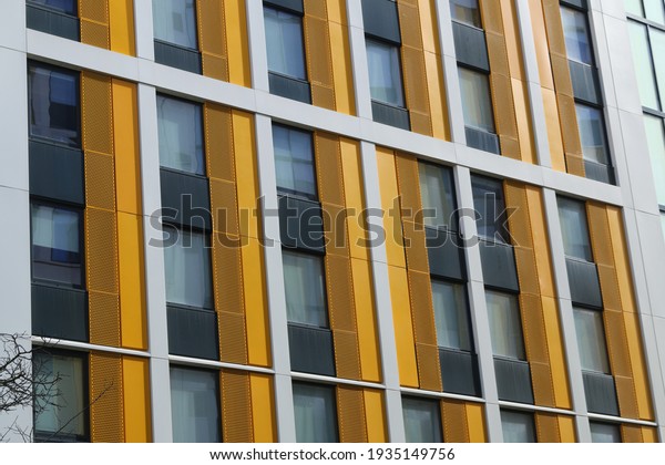 Close Yellow Stripped Cladding Yellow Cladding Stock Photo 1935149756 ...