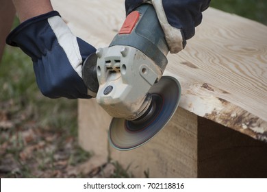 Process Angle Grinder Wooden Plank Without Stock Photo (Edit Now) 702118846