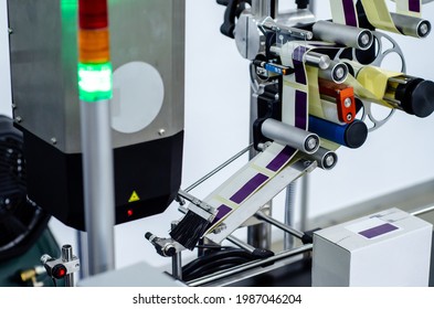 Closeup Automatic Sticker Labelling Machine Stock Photo 1987046204 ...