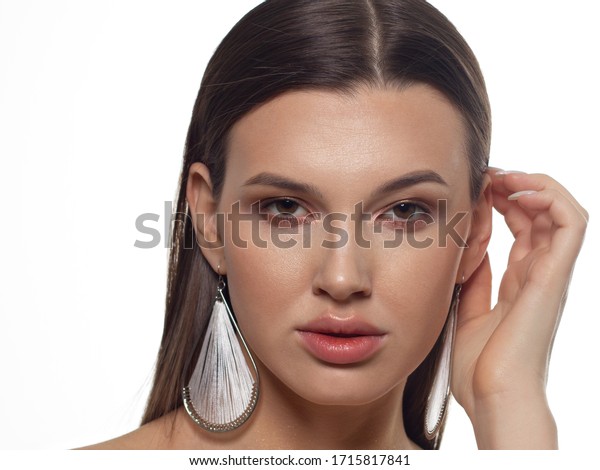 Closeup Beauty Portrait Half Face Woman Stock Photo 1715817841 ...