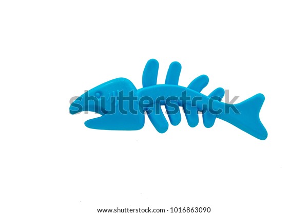Closeup Blue Rubber Fish Bone Isolated Stock Photo (Edit Now) 1016863090